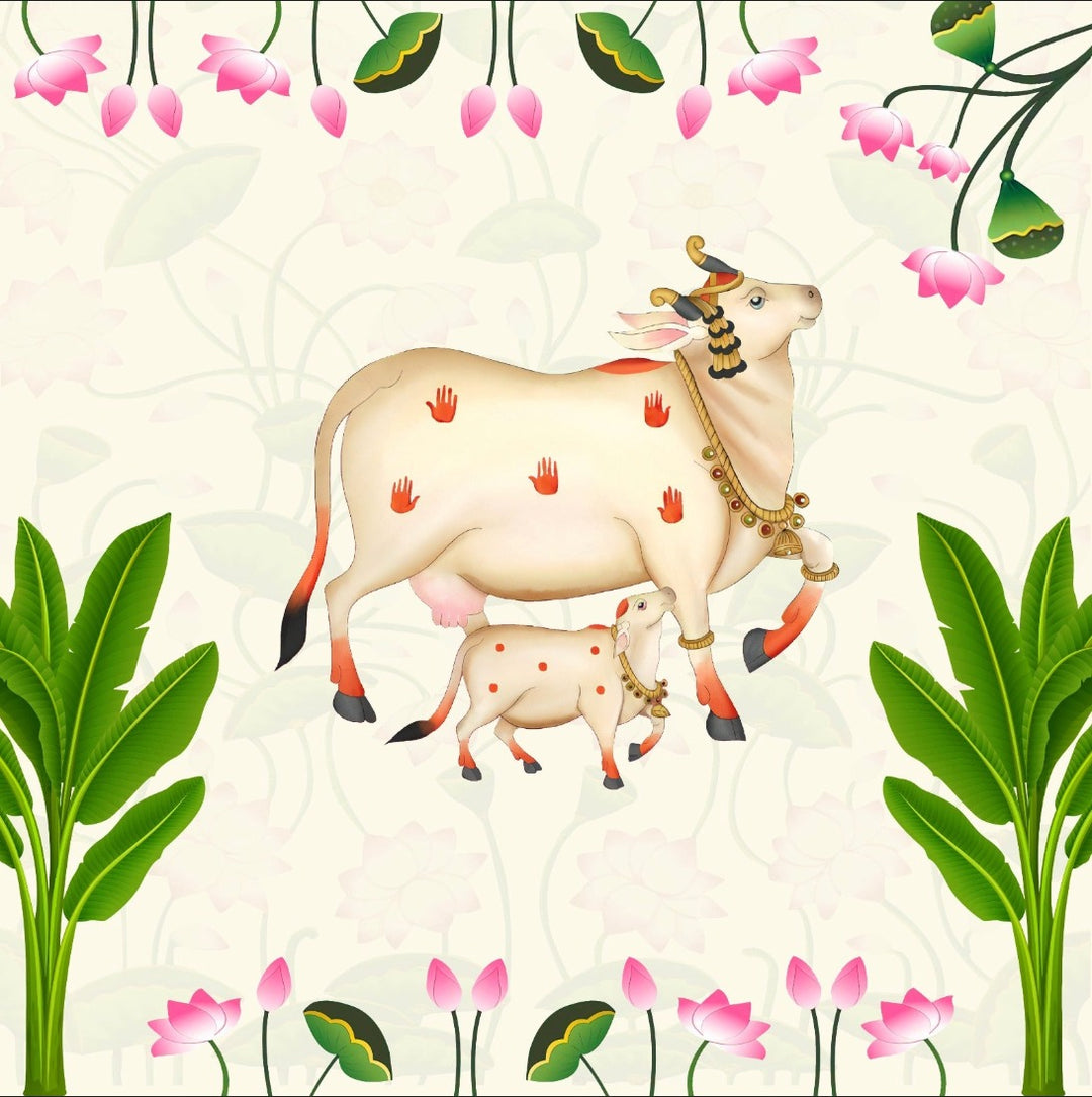Pichwai Cow, Banana Tree Backdrop Cloth!!! – KairaGiftWorld