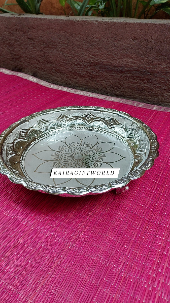 German Silver Flower Plate – KairaGiftWorld