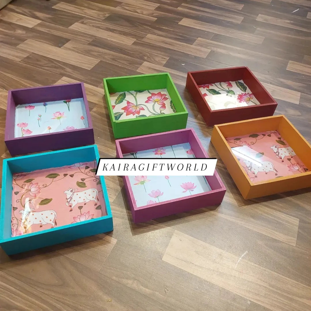 Pichwai theme wooden tray!!! – KairaGiftWorld